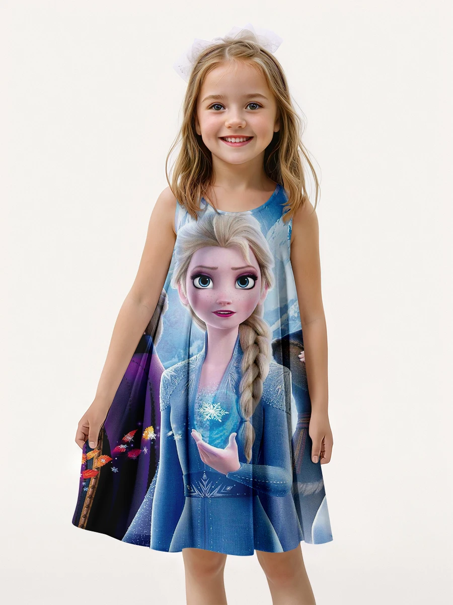 MINISO-New-Summer-Girls-Skirt-Frozen-3D-Printed-Cute-Cartoon-Elsa ...