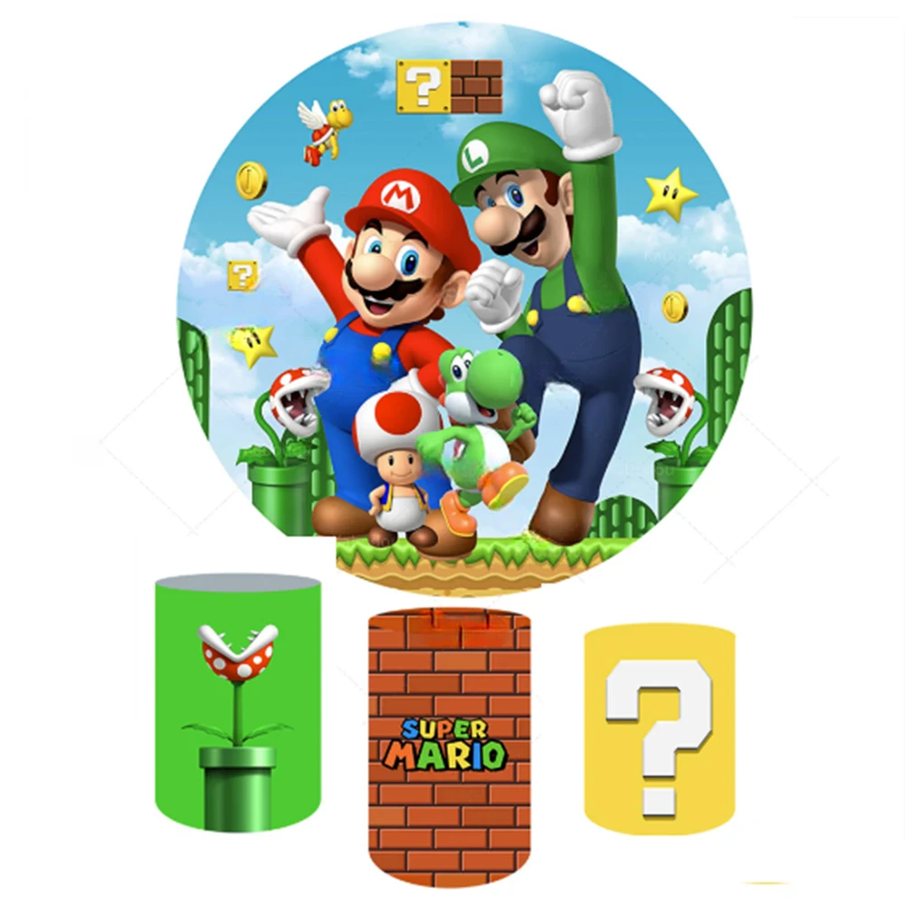 Super-Mario-Bros-Round-Backdrop-Photo-Photography-For-Background-Baby ...