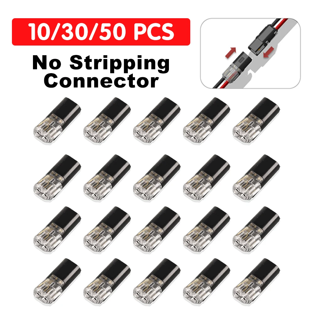 10/30/50PCS 2Pin Way Plug No Stripping Connector no screws Electric ...