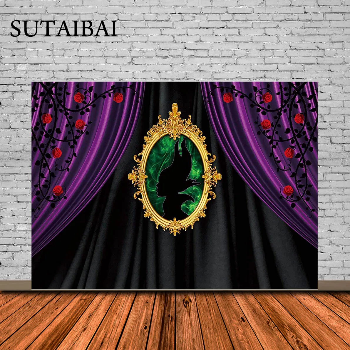 Maleficent-Theme-Party-Backdrop-Thorns-Roses-Witch-Purple-Curtain ...