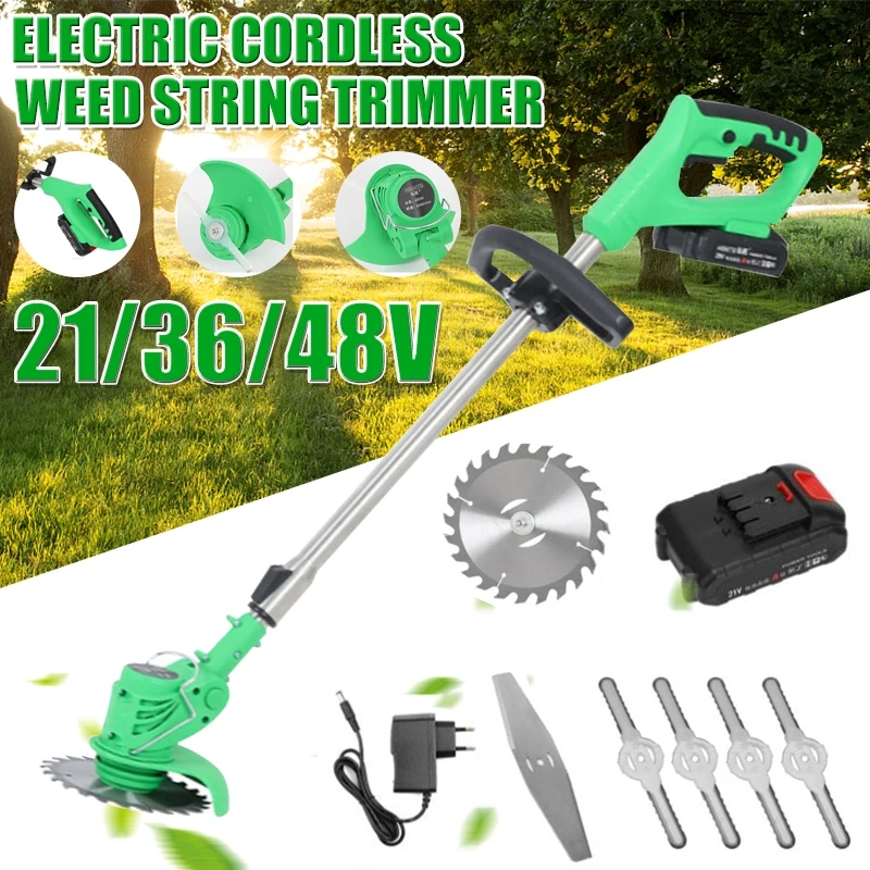 42V Electric Lawn Mower Li-ion Cordless Powerful Electric Grass Weeds ...