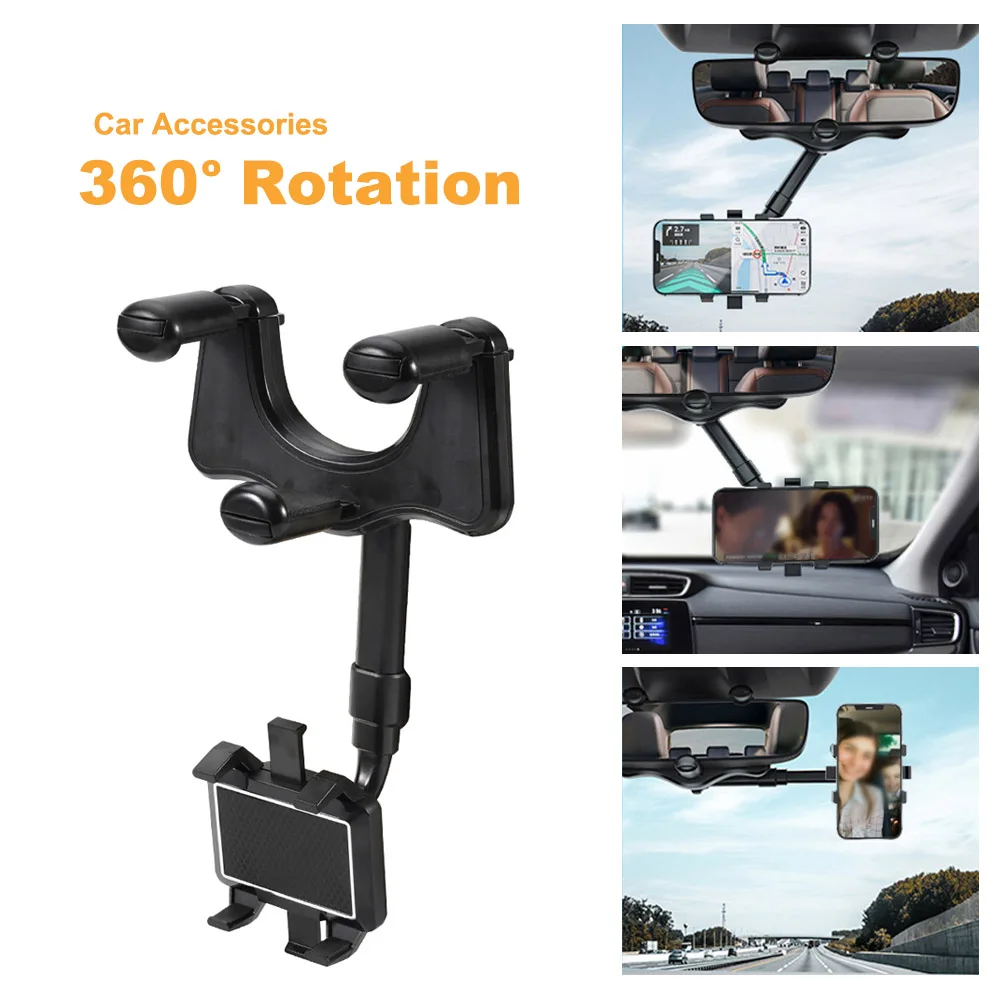 Universal Clip 360° Rotatable Retractable Car Phone Holder Rearview ...