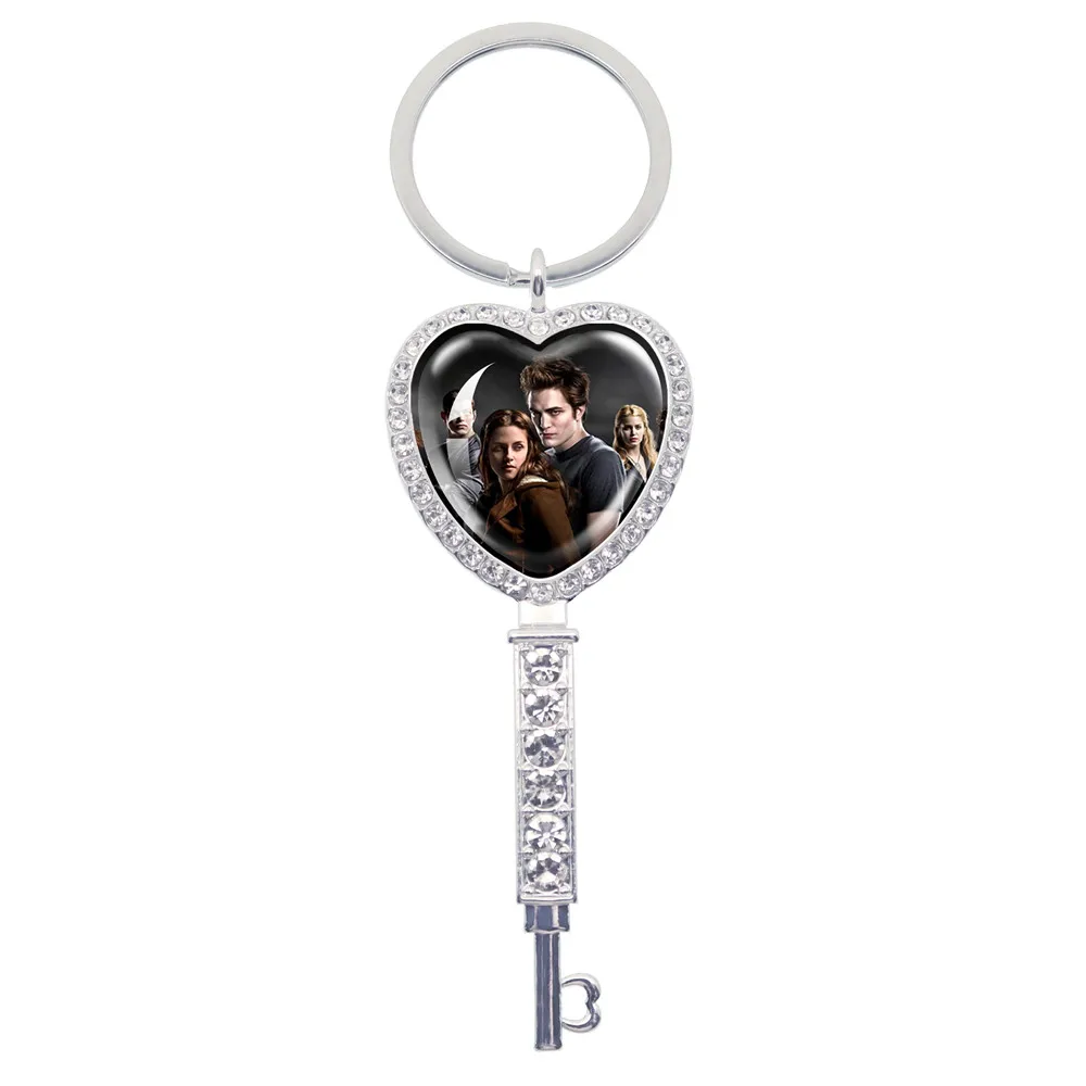 Twilight Movie Glass Handmade Heart Shaped Pendant Keychain Vampire ...