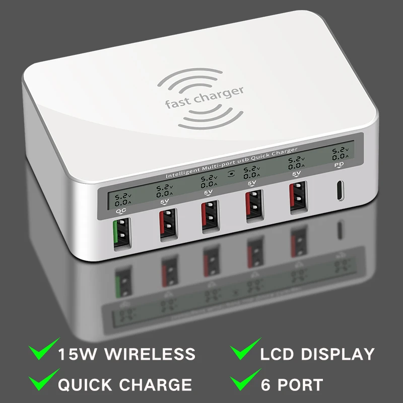 100W Multi USB Charging Station HUB QC3.0 PD Fast Charger Adapter 50W ...