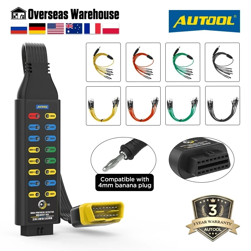 AUTOOL OBD2 Automotive Diagnostic Protocol Detector Break Out Box ...