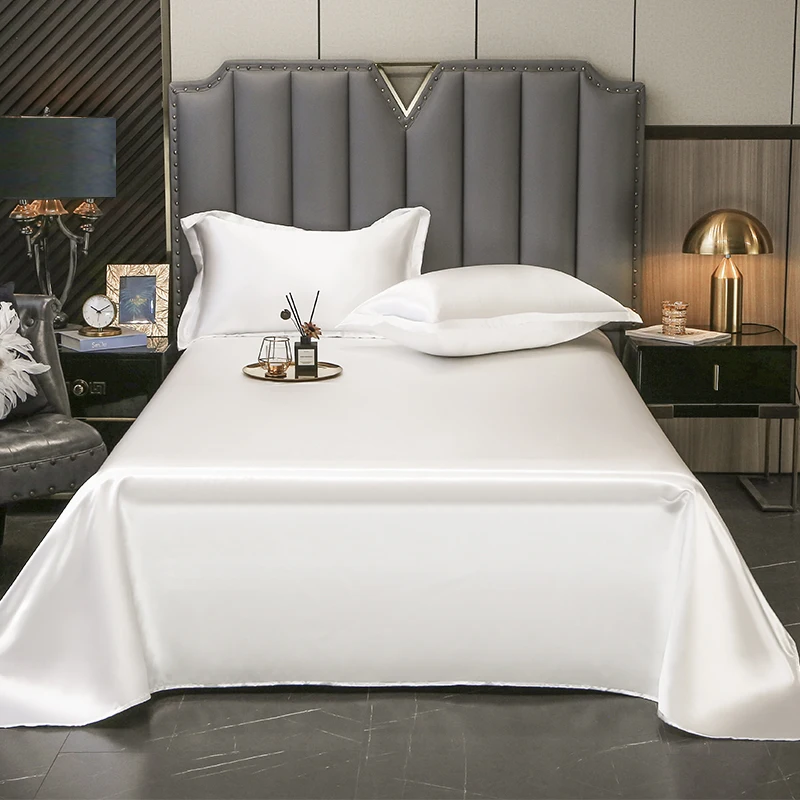 High-End-Satin-Sheets-Soft-And-Comfortable-Solid-Color-Sheets-Luxurious ...