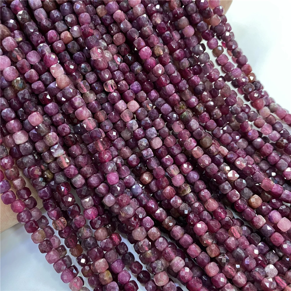 Wholesale-Natural-Rubylite-Stone-Cube-Faceted-Beads-accessories-4mm ...