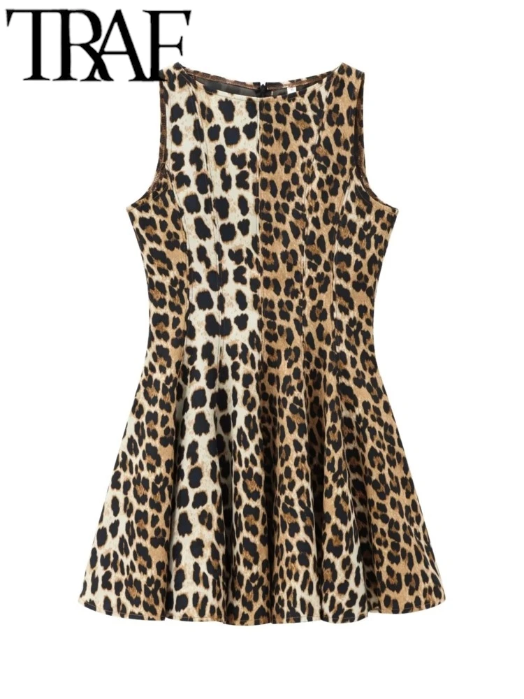 TRAF-Vestido-corto-de-fiesta-con-estampado-de-leopardo-para-mujer ...