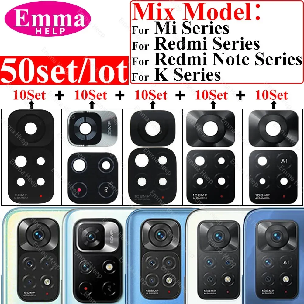 50Pcs, Rear Back Camera Glass Lens For Xiaomi Redmi Note 11 10 Pro Poco ...
