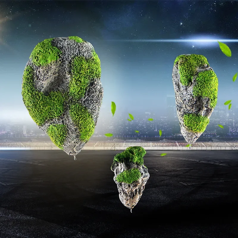 Aquarium-Fish-Tank-Floating-Rock-Suspended-Stone-Artificial-Floating ...
