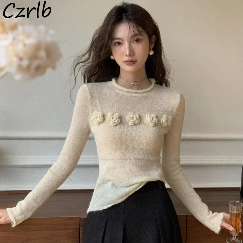 Pullovers-Women-Slim-Elegant-Appliques-O-neck-Cozy-Knitted-Clothes ...