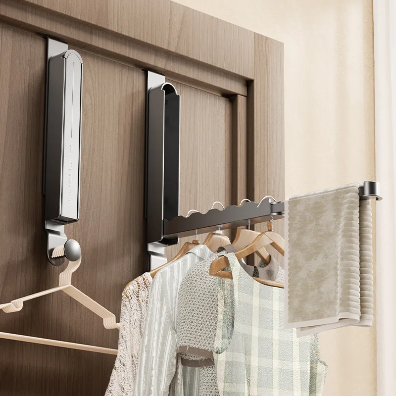 No-drilling-Folding-Clothes-Drying-Rack-Towel-Hooks-Punch-Free-Coat ...