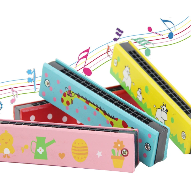 1pc Cartoon Wooden Harmonica Kids Music Instrument Educational ...