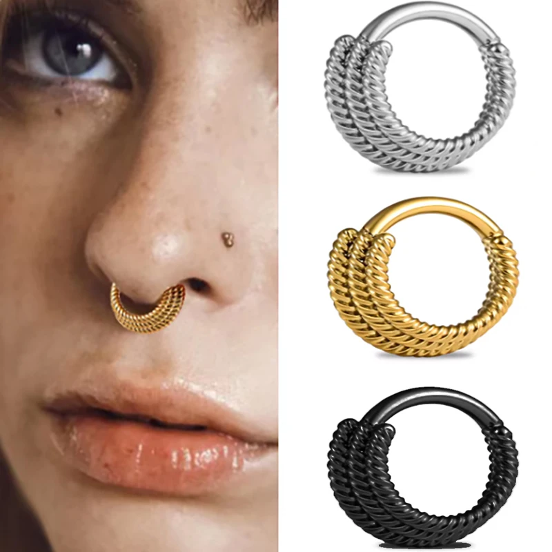 1-PC-G23-Titanium-Twisted-Nose-Ring-Double-Twisted-Hinged-Segment-Nose ...