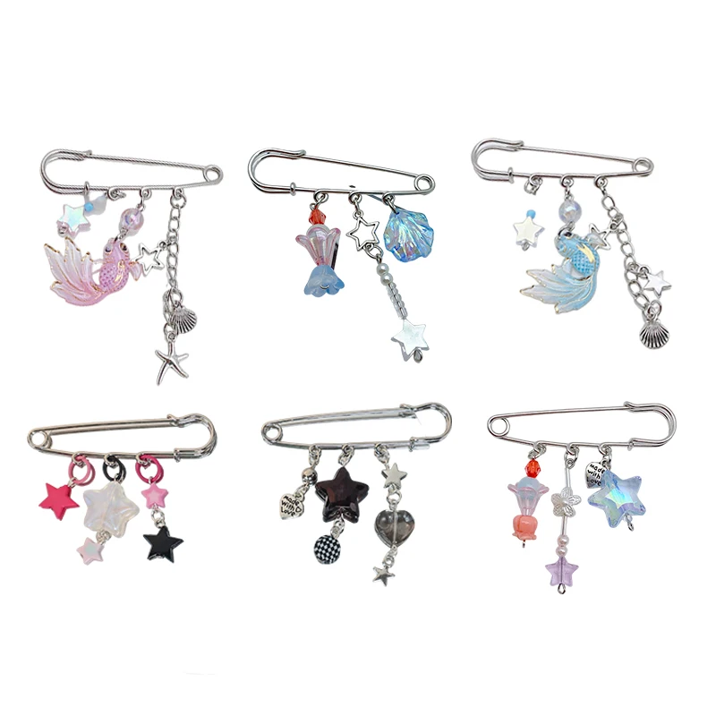 Y2k-Gothic-Sweet-Beaded-Brooch-Stylish-Paperclip-Lapel-Pin-Waist-Buckle ...