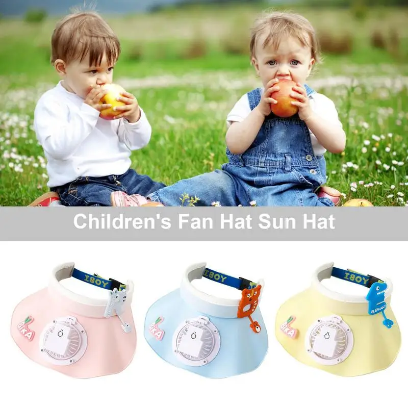 Girls-Sun-Hat-USB-Charging-Kids-Sun-Visor-With-Fan-Summer-Sunshade-Caps ...