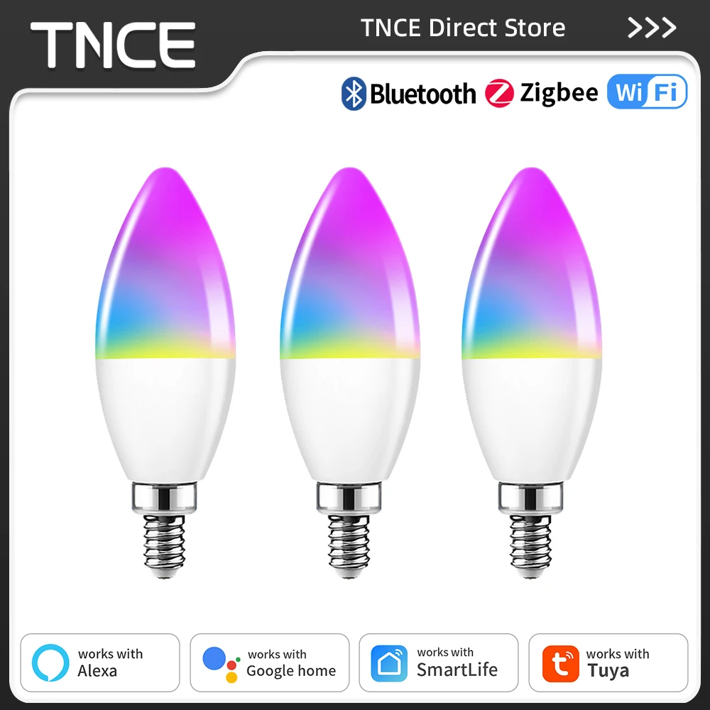 TNCE Tuya Smart WiFi/ Zigbee/Bluetooth E14 Candel Light Dimmable LED ...