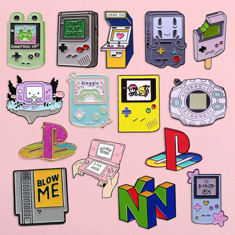 Cartoon-Creative-Digital-Game-Console-Pin-Retro-Arcade-Game-Logo-Brooch ...