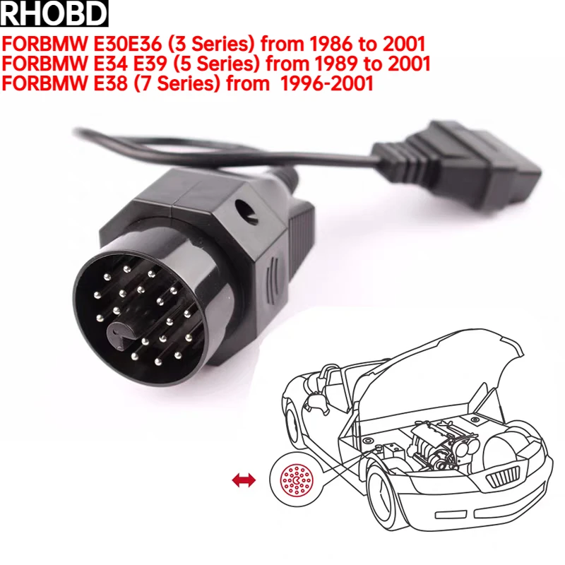 NEW Adapter FOR BMW 20pin to 16PIN Female OBD OBD II for e46 e39 e90 ...