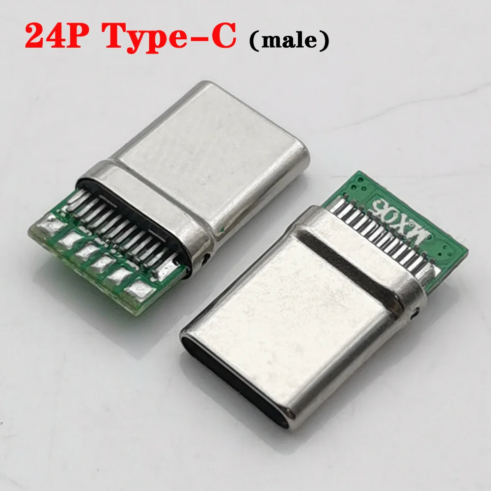 10Pcs-USB-Type-C-Connector-24P-Male-Plug-to-Solder-Wire-Cable-24Pins ...