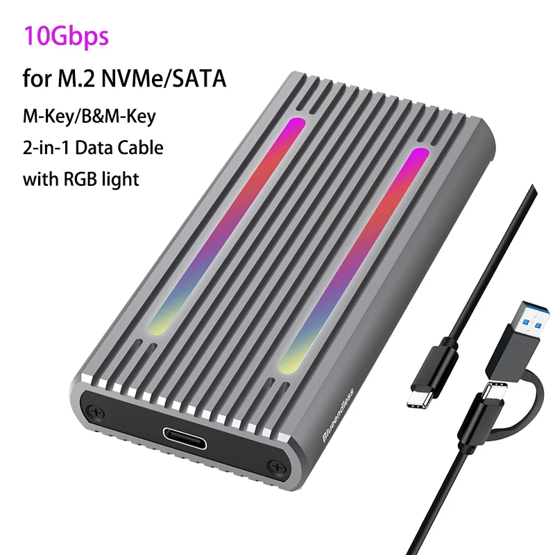 Blueendless-caja-de-disco-SSD-con-luz-LED-RGB-protocolo-Dual-USB-C-M2 ...