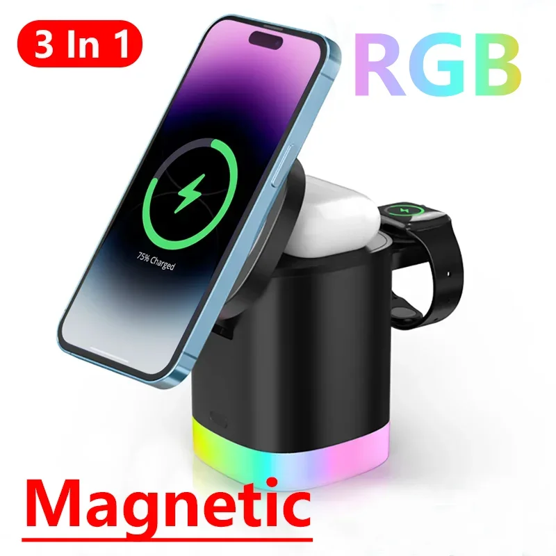 RGB-Light-3-in-1-Magnetic-Wireless-Charger-Stand-For-iPhone-14-13-12 ...