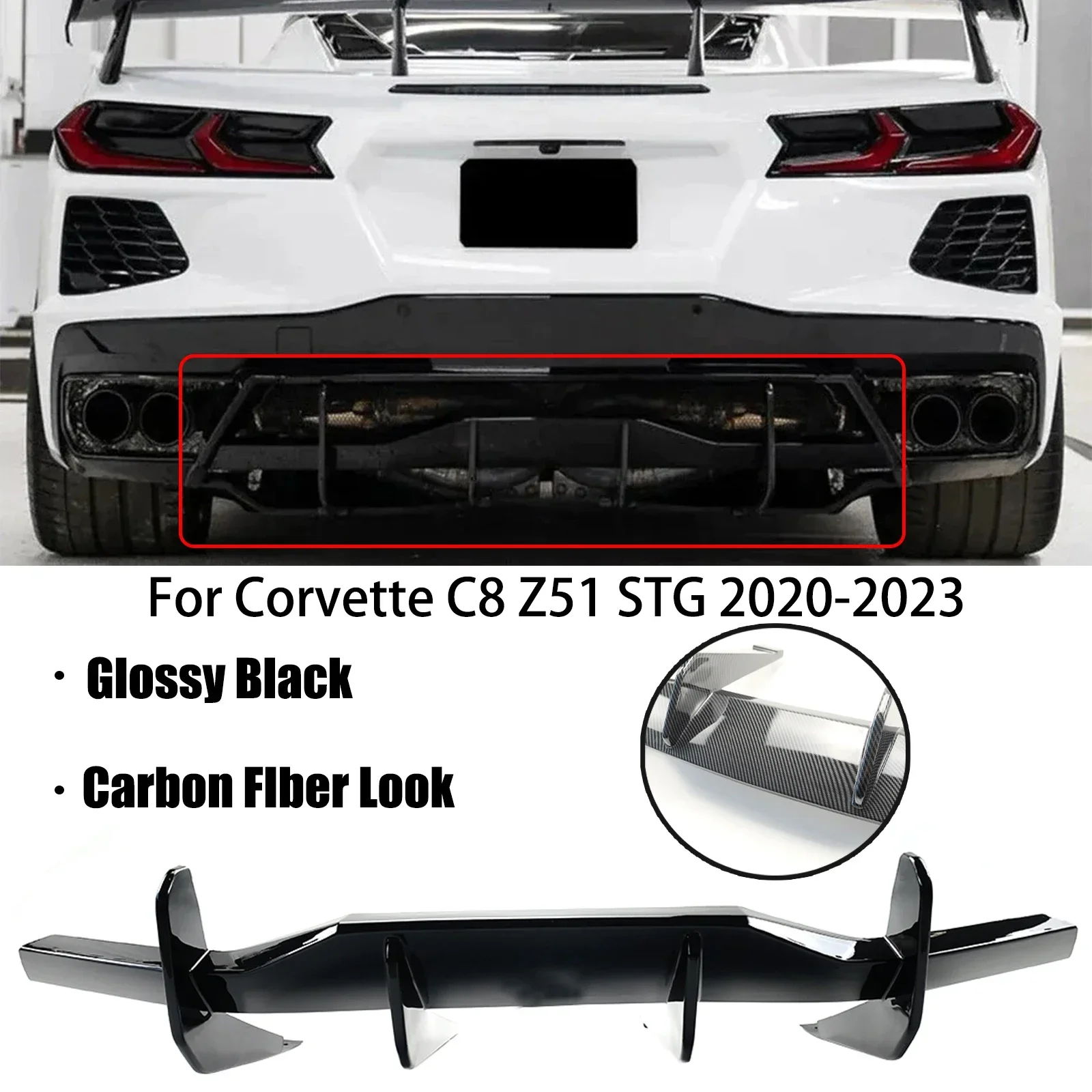 Rear-Bumper-Diffuser-For-2020-2023-Chevrolet-Chevy-Corvette-C8-Z51-STG ...