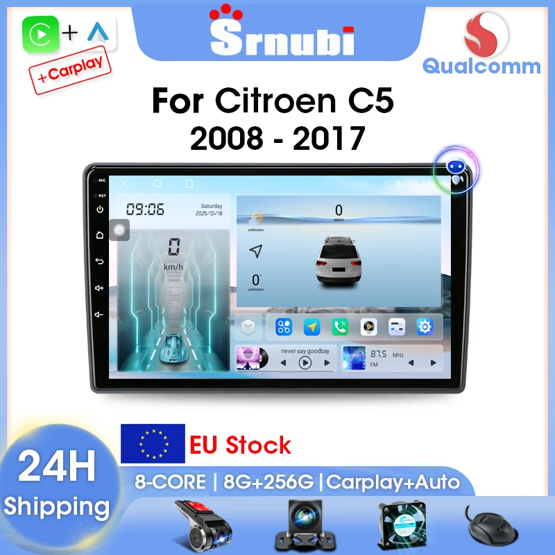 Srnubi 2 Din Radio de coche para Citroen C5 2008-2017 reproductor ...