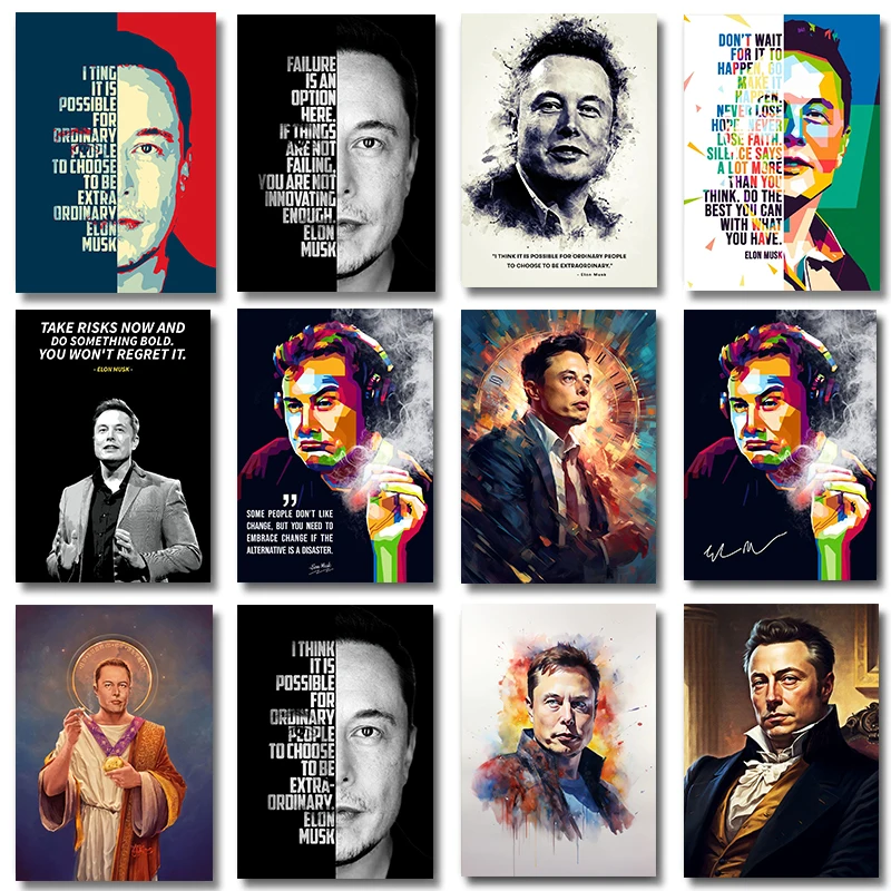 Graffiti Art Elon Musk Smoking Canvas Painting Classic Entrepreneur ...
