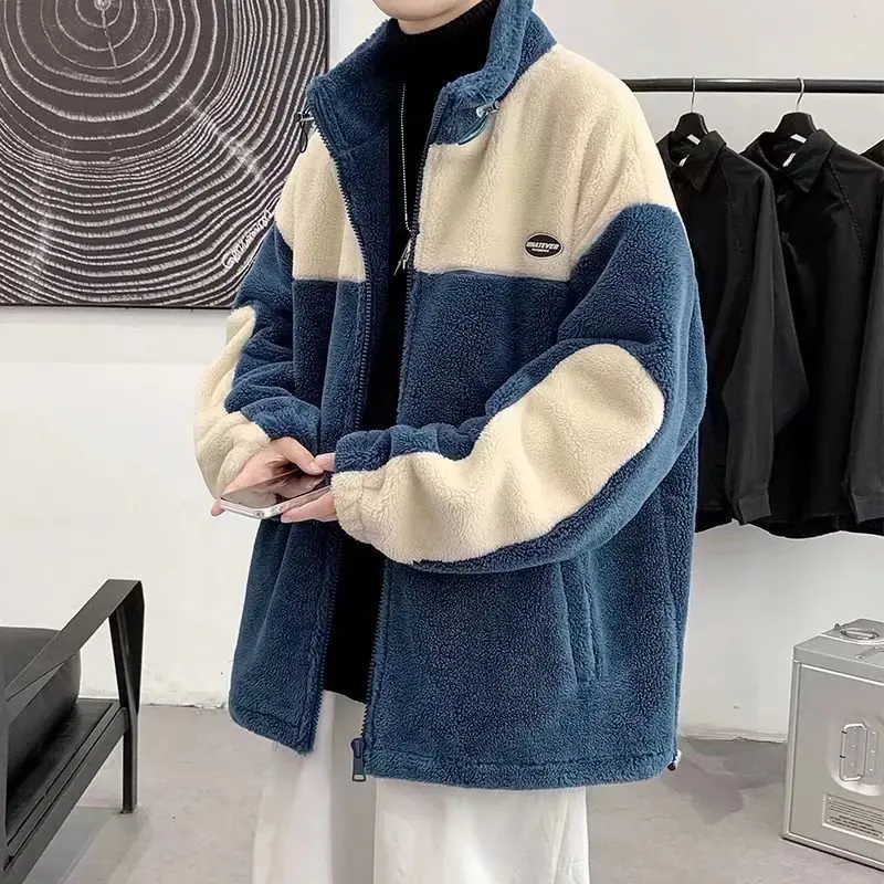 Chaqueta-mullida-de-lana-para-hombre-abrigo-c-lido-de-retazos-con ...