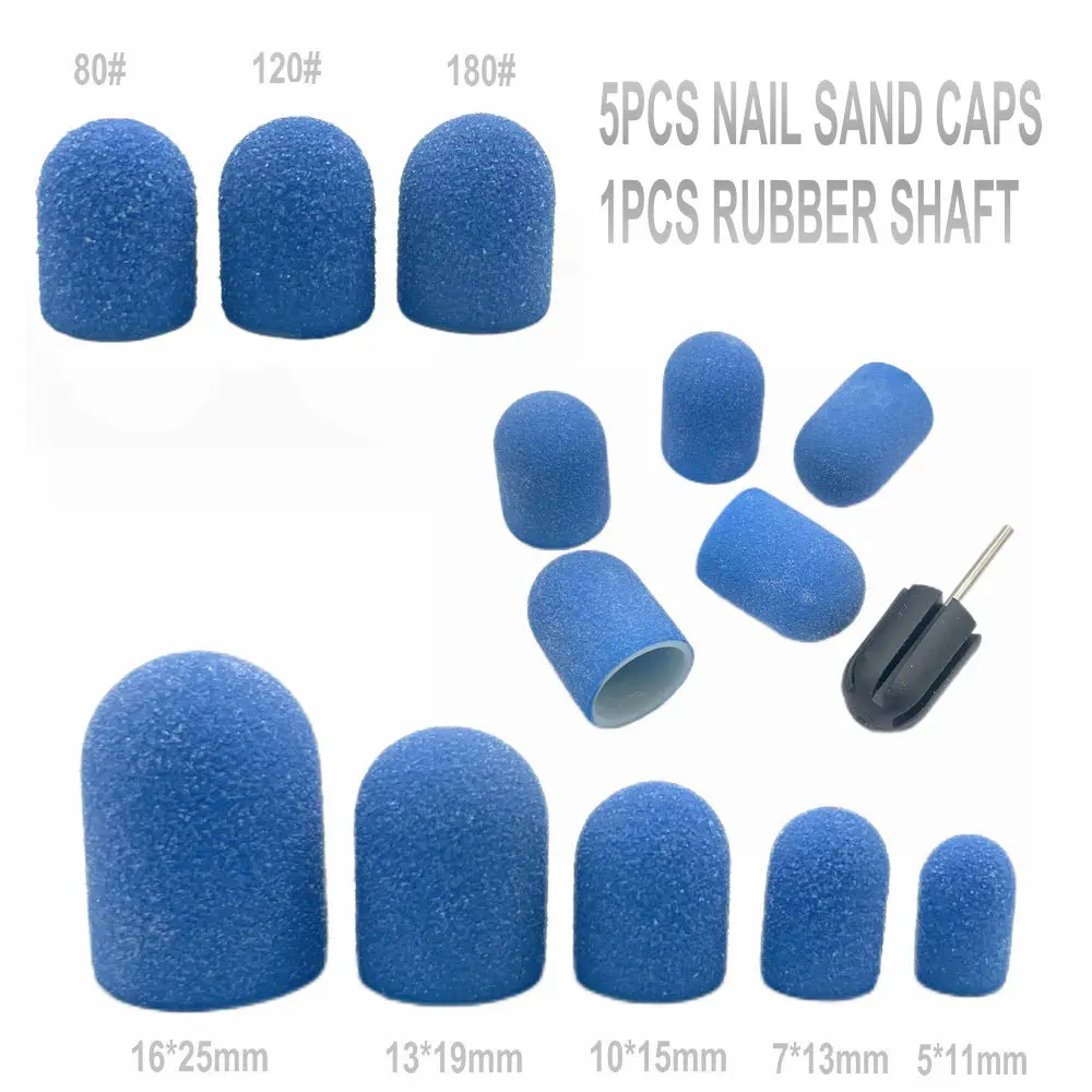 5pcs-Blue-Nail-Sanding-Caps-With-Rubber-Nail-Drill-Bit-Electric-Nail ...