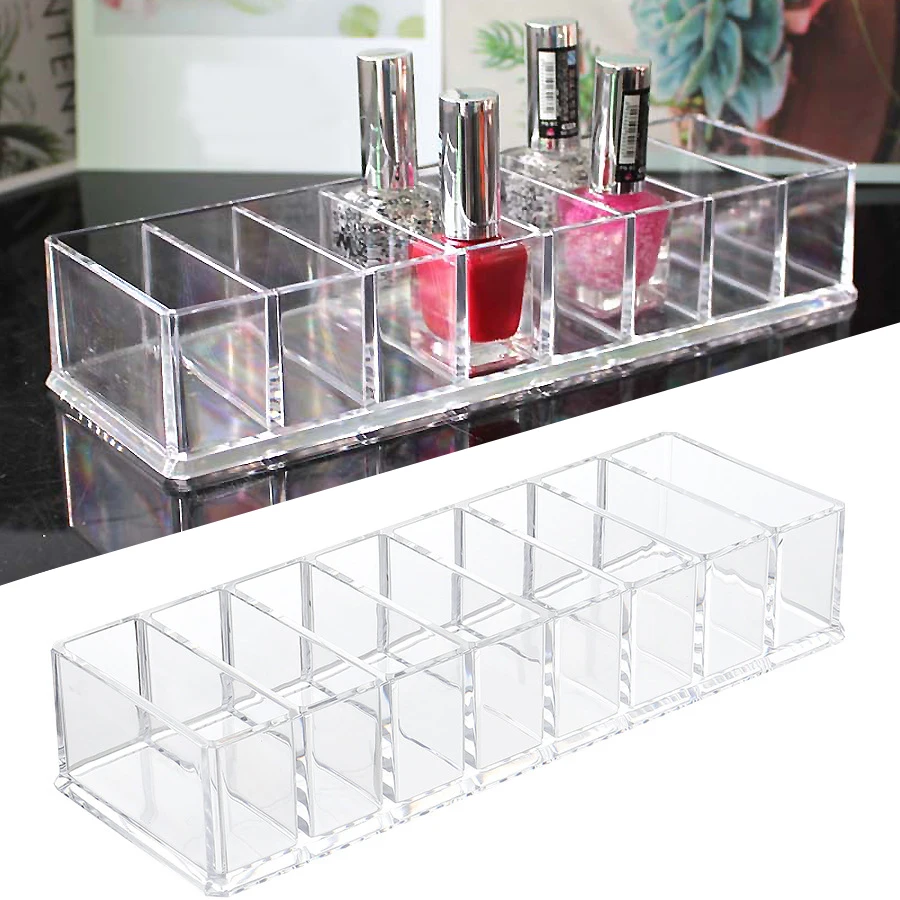 8-Slot-Nail-Polish-Holder-Transparent-Acrylic-Grid-Box-Makeup-Display ...