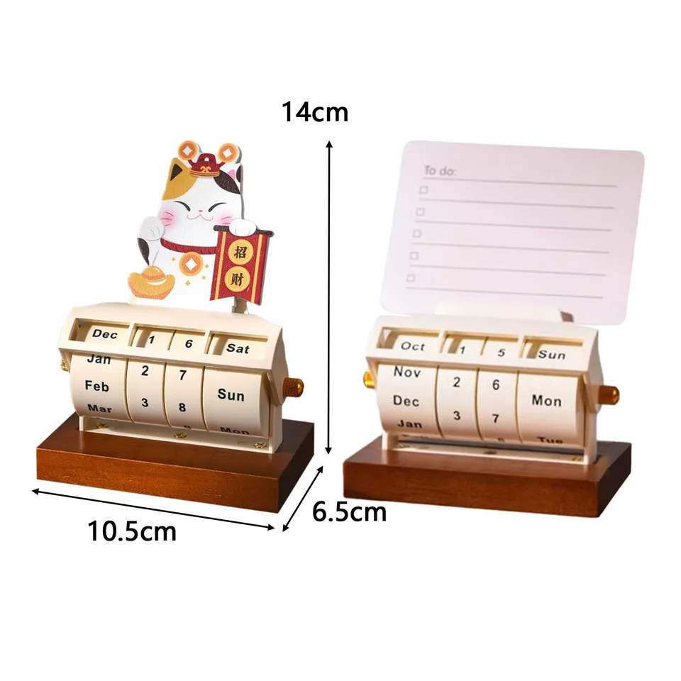 With Days Of The Week Perpetual Calendar Stable Wooden Rotary Calendar ...