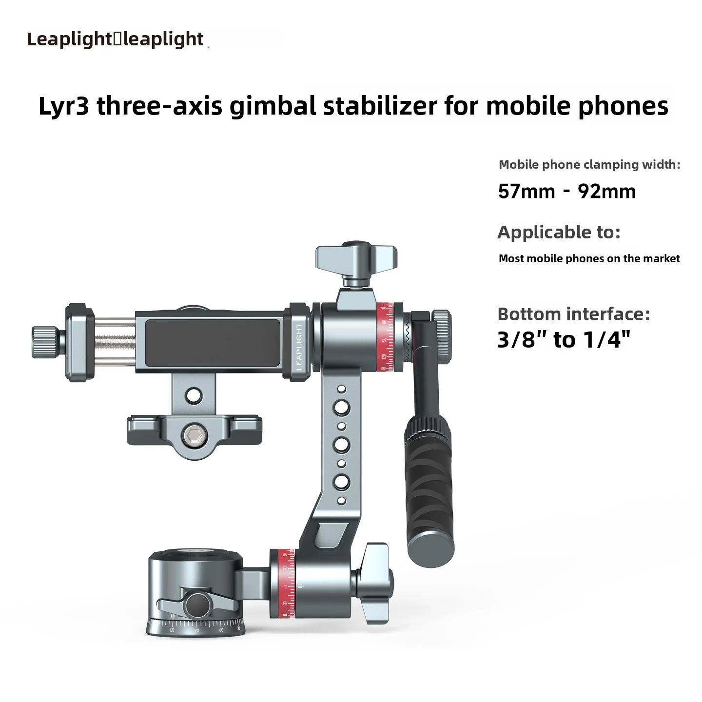 Leaplight LYR3 3-axis Universal Phone Gimbal Stablilzer Tilt Adjustable ...