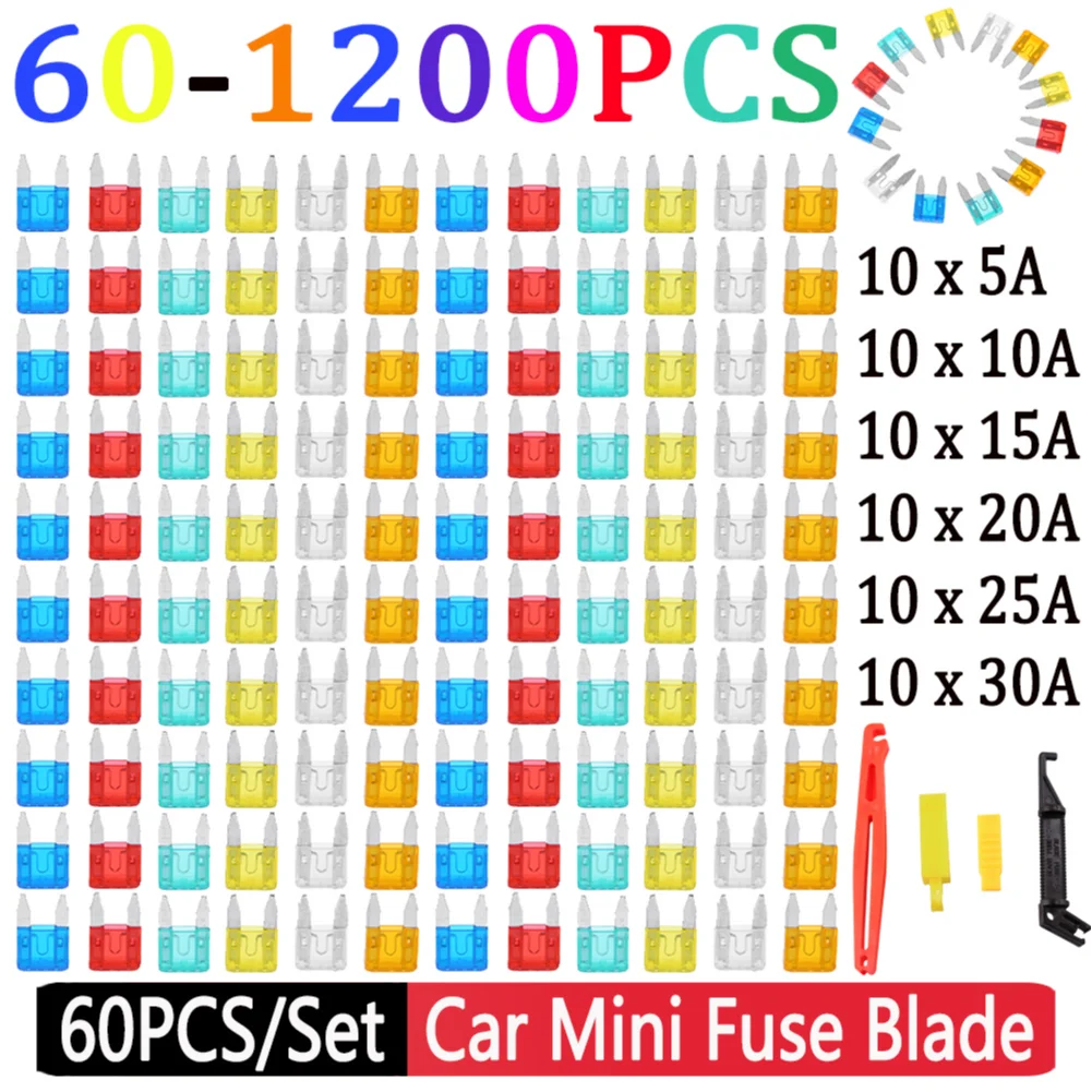 120-1200pcs-Small-Car-Fuse-Assortment-Set-Mini-Auto-Car-Truck-5A-10A ...