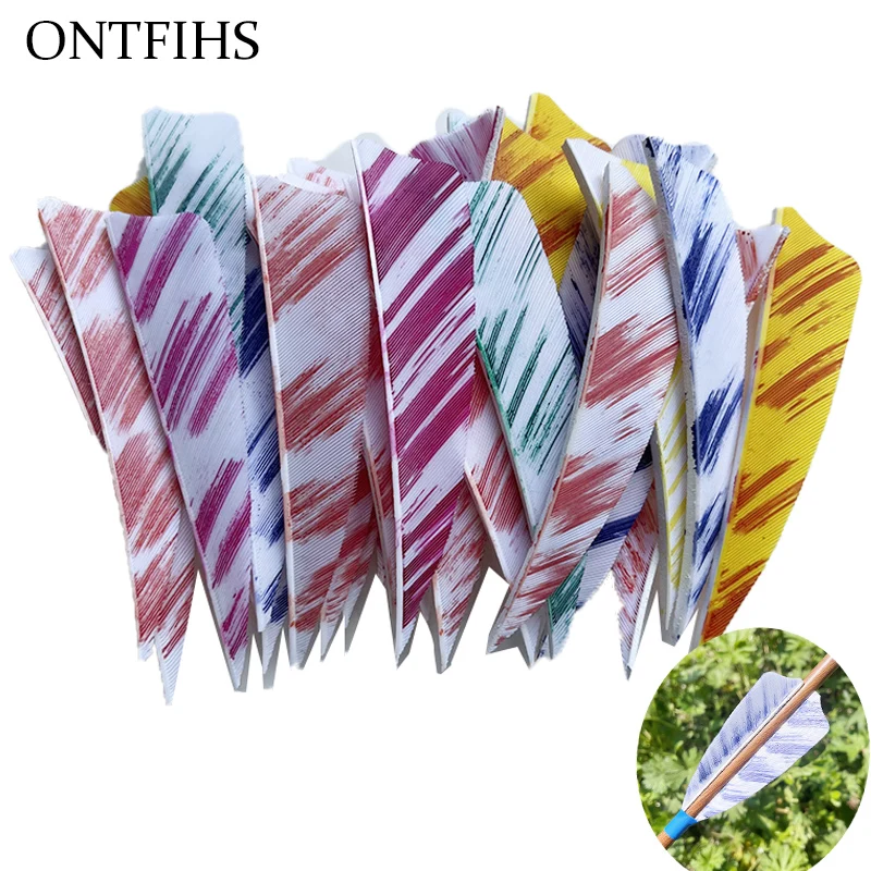 50Pcs 3Inch New Style Arrow Feather Colors Ink Painting Fletchings ...
