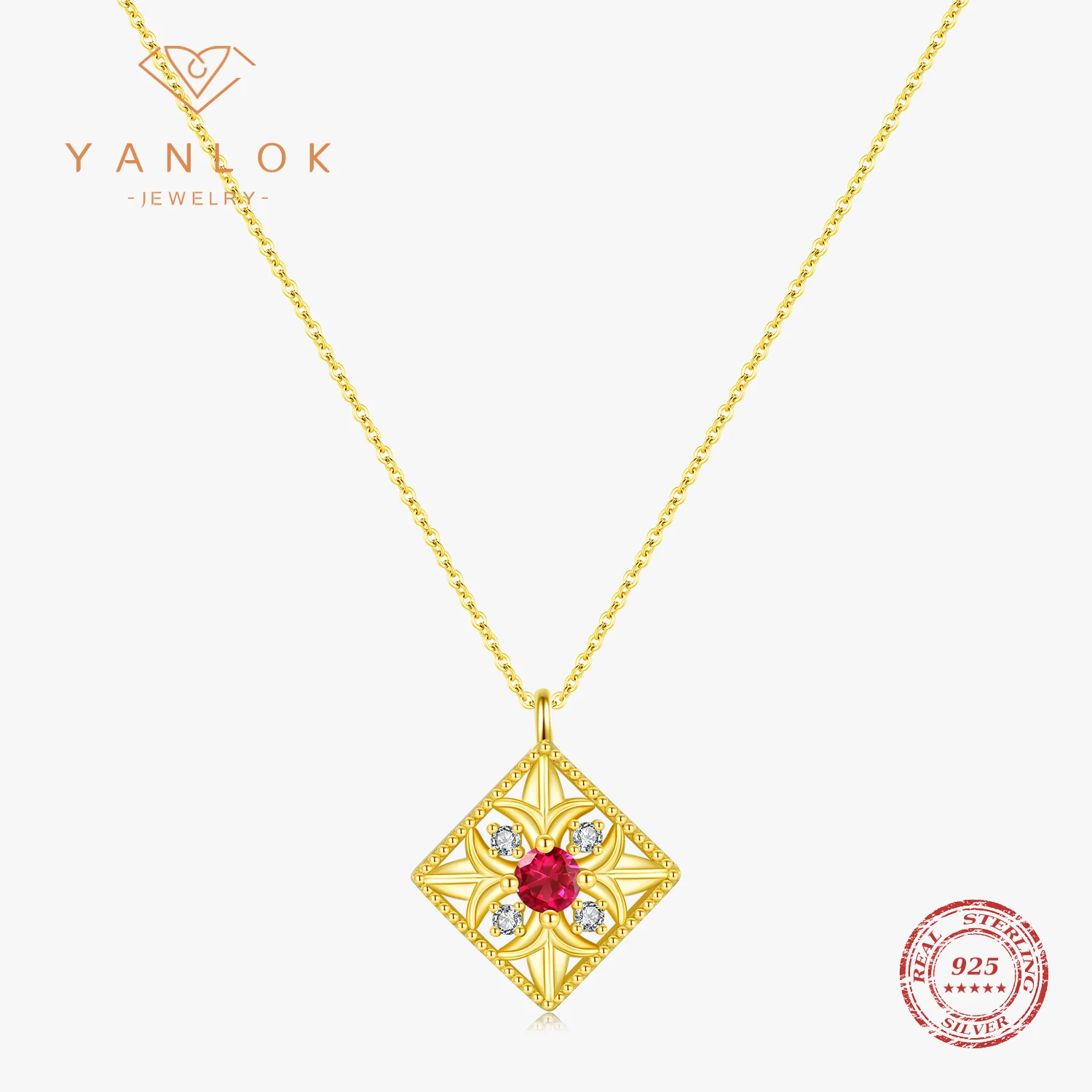 YANLOK-Vintage-Hollow-Flower-Pattern-Pendant-Necklace-925-Sterling ...
