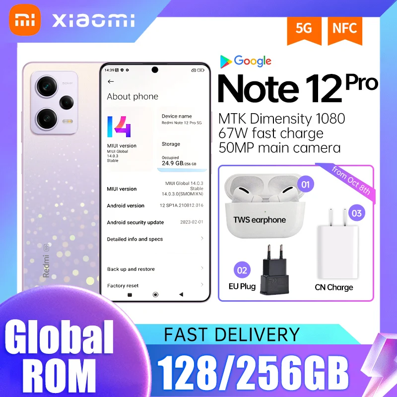 Xiaomi-Redmi-Note-12-Pro-128GB-256GB-Dimensity-1080-Octa-Core-6-67-OLED ...