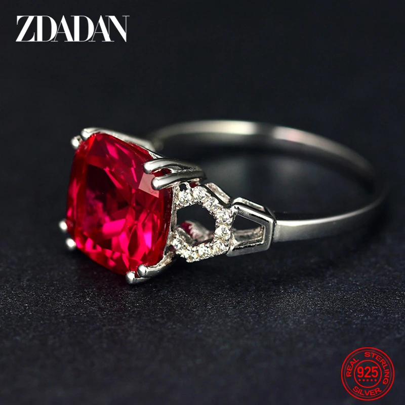 ZDADAN-925-Sterling-Silver-Ruby-Finger-Ring-For-Women-Fashion-Wedding ...