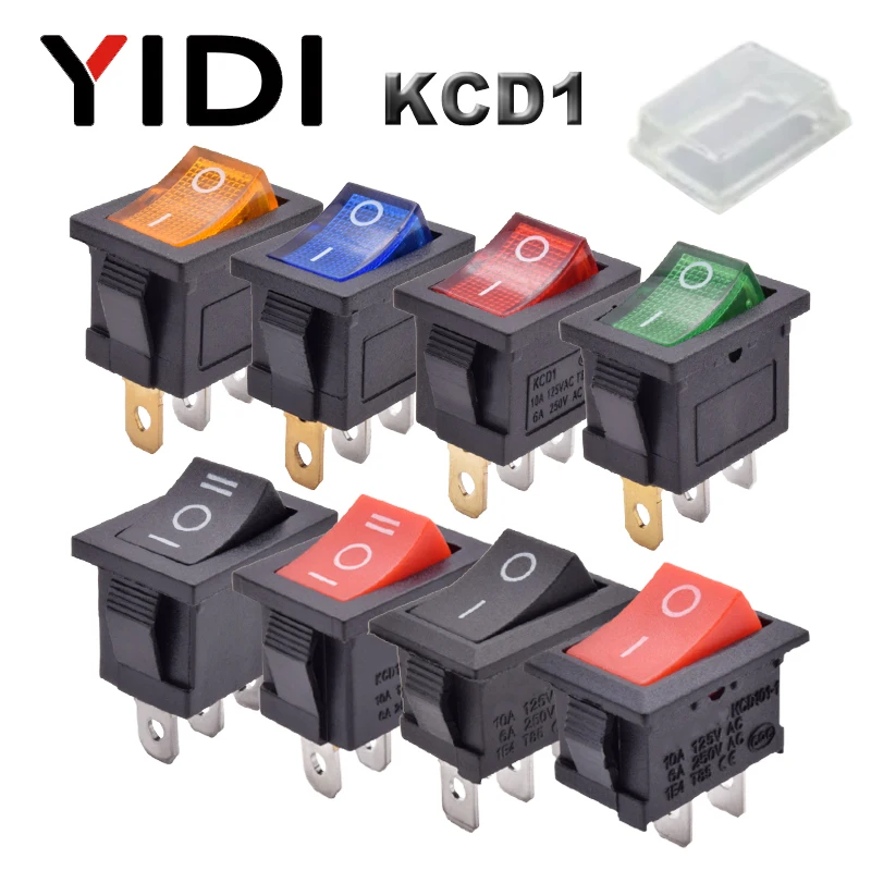 10pcs/lot Kcd1 Mini 6a 250vac Rocker Switch On Off Spst 12v 220v Red ...