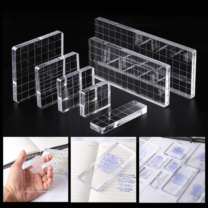 Transparency Acrylic Block for DIY Transparent Seal Stamp Cling Mounted ...