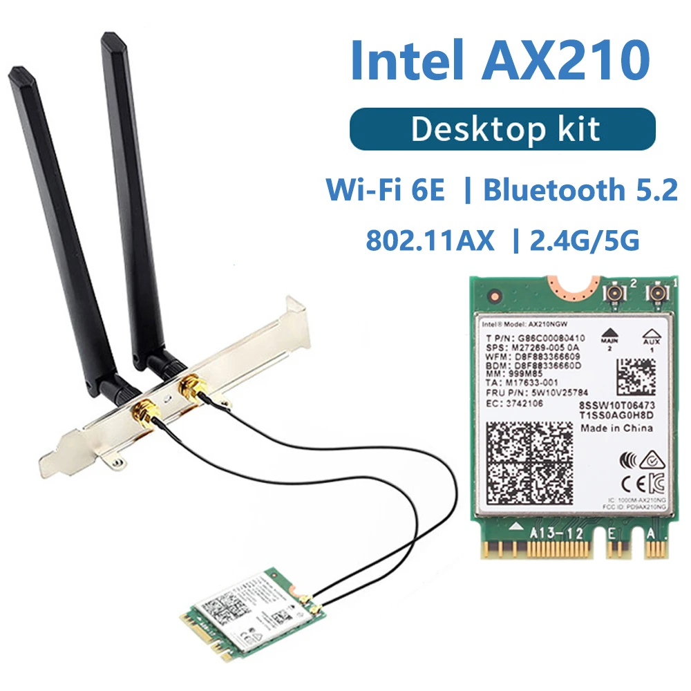 Wifi 6e Desktop Kit Intel Ax210 Bluetooth 5.2 Wifi Card 3000mbps 802 ...