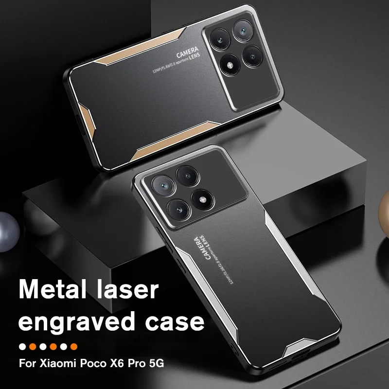 For Xiaomi Poco X6 Pro 5G Case Luxury Aluminum Alloy Protective Back ...