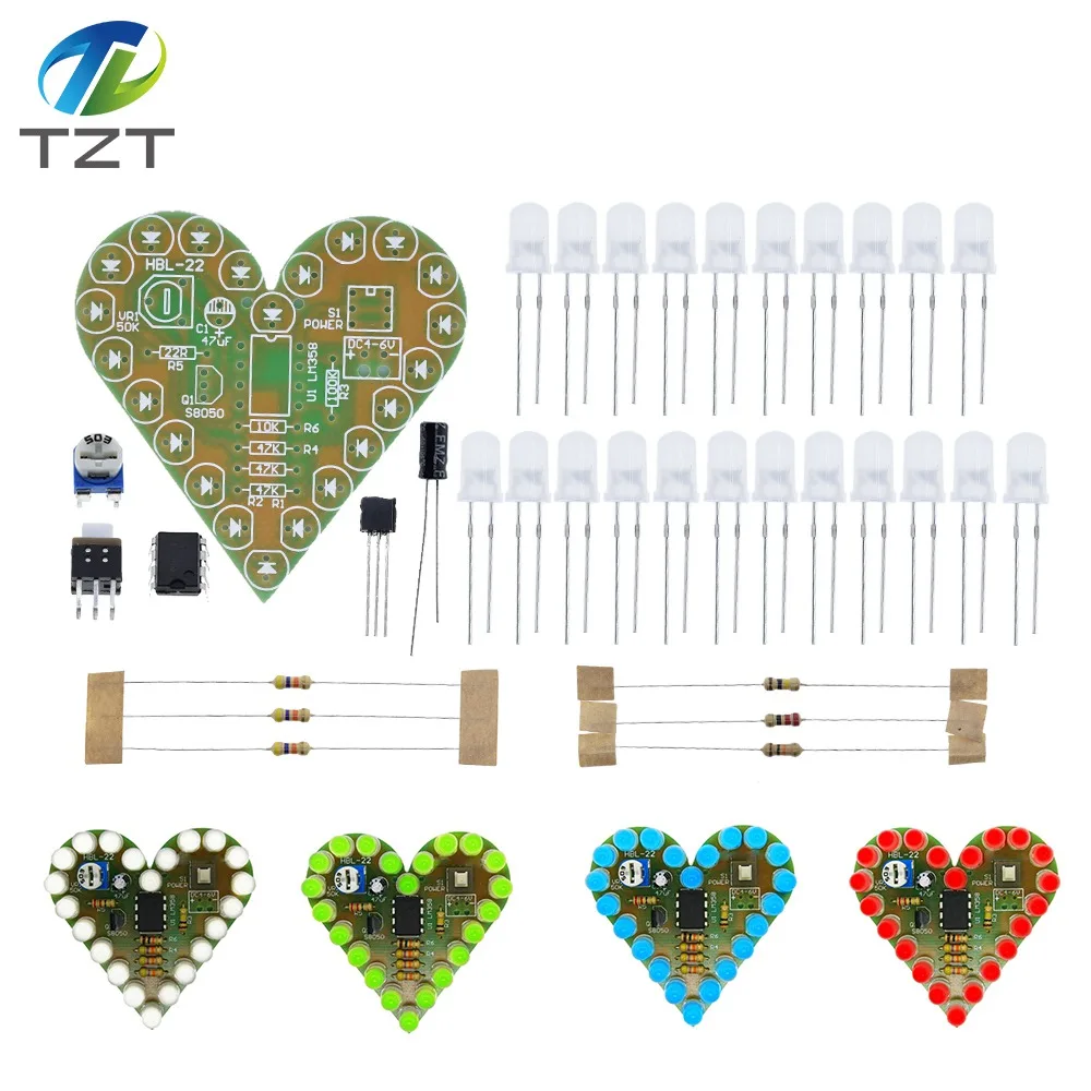 DIY Kit Heart Shape Breathing Lamp Kit DC 4V 6V Breathing LED Suite Red ...