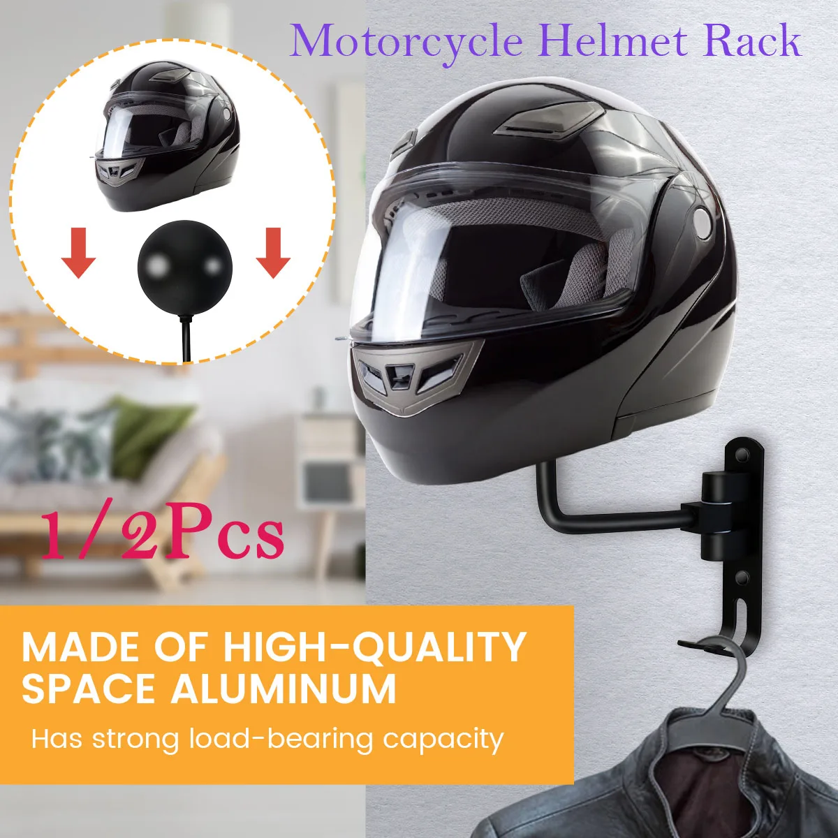 1-2Pcs-Motorcycle-Helmet-Rack-Wall-Mount-Steel-Helmet-Display-Holder ...