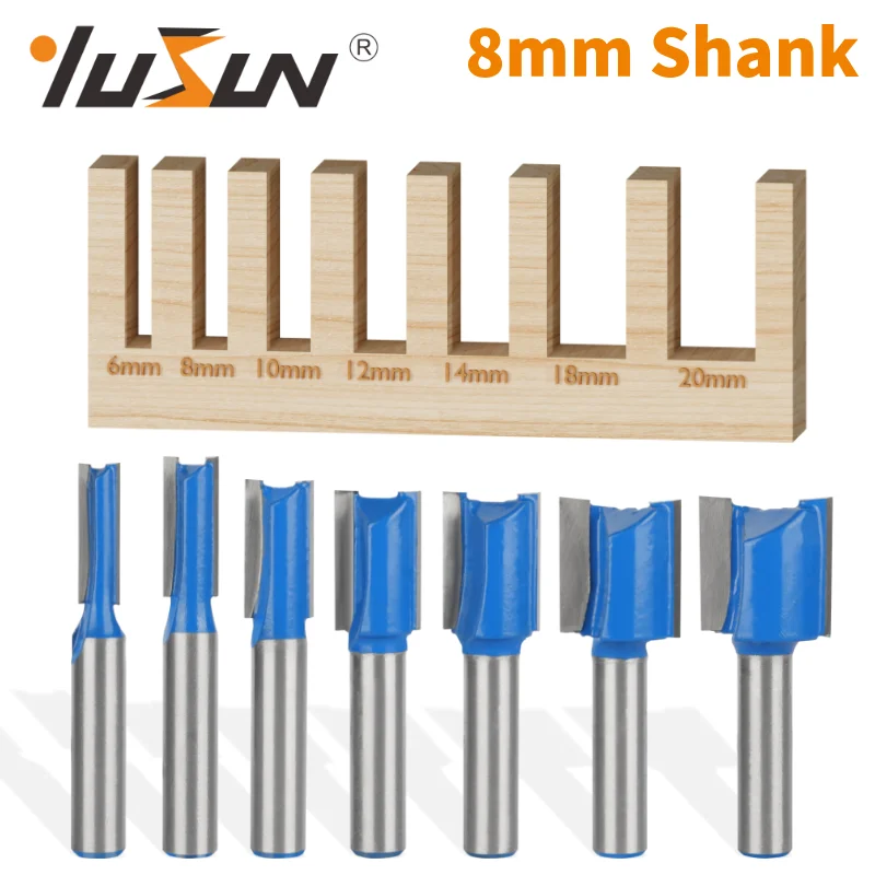 YUSUN 8MM Shank Blue Straight Bit Router Bit Woodworking Milling Cutter ...
