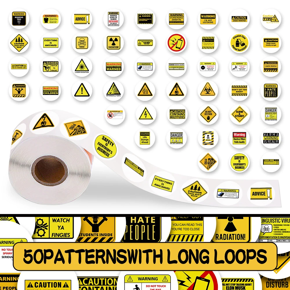 200Pcs-Roll-Warning-Label-Stickers-Danger-Banning-Sign-for-Bike ...