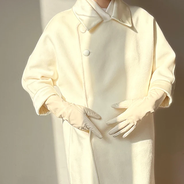 50cm New Genuine Leather White Women's High Grade Party Mittens ...