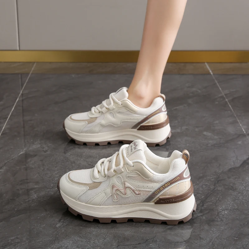 CRLAYDK Summer Chunky Sneakers for Women Mesh Platform Walking Lace Up ...
