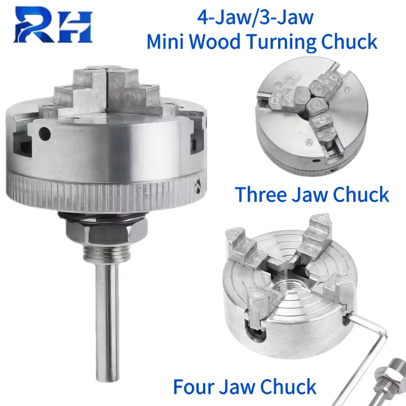 Mini Zinc Alloy 3-Jaw 4-Jaw Chuck Self Centering Woodworking Turning ...